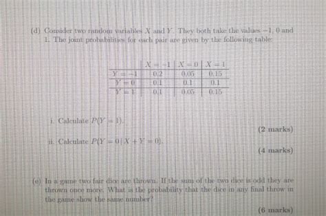 Solved D Consider Two Random Variables X And Y They Both