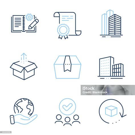 Return Package Engineering Documentation And Package Box Icons Set Vector Stock Illustration