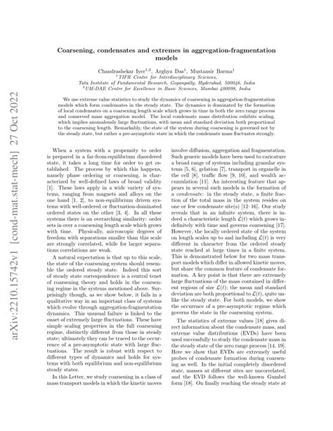 Pdf Coarsening Condensates And Extremes In Aggregation Fragmentation Models