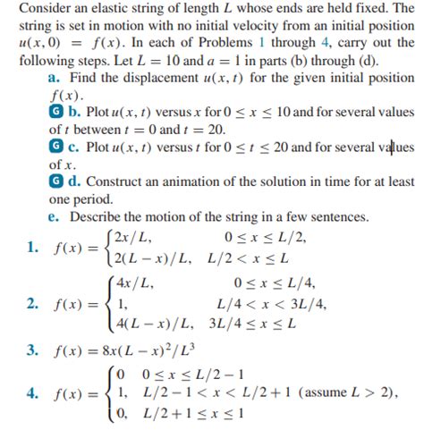 Solved Consider An Elastic String Of Length L Whose Ends Are Chegg