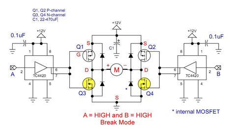 Use Tc4420 Mosfet Driver For Simple H Bridge Circuit