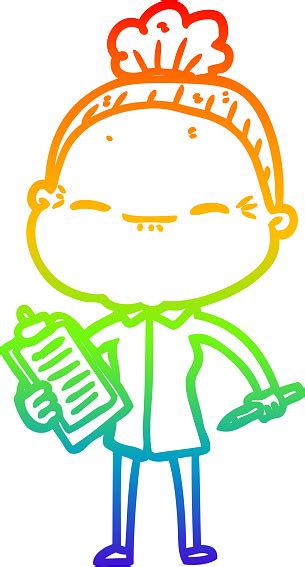 만화 평화로운 늙은 여자의 무지개 그라데이션 선 그리기 귀여운에 대한 스톡 벡터 아트 및 기타 이미지 귀여운 그라데이션 낙서 드로잉 Istock