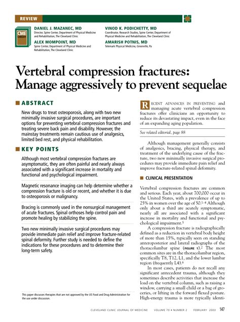 Pdf Vertebral Compression Fractures Manage Aggressively To Prevent