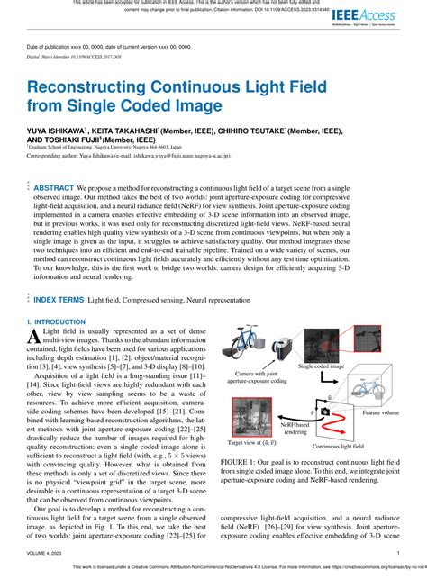 Pdf Reconstructing Continuous Light Field From Single Coded Image