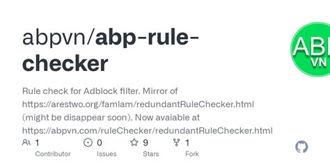 github abpvn abp rule checker rule check for adblock filter mirror of