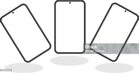 빈 화면이 있는 스마트폰 3대 응용 프로그램의 사용자 인터페이스를 시각적으로 보여주기 위한 전화기 모형입니다 벡터 모바일 장치의 개념입니다 0명에 대한 스톡 벡터 아트 및
