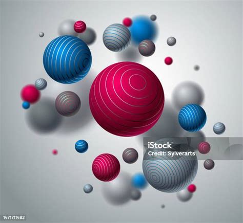 추상 구 벡터 배경 라인으로 장식 된 비행 공의 구성 3d 혼합 사실적 글로브 현장 효과의 현실적인 깊이 3차원 형태에 대한 스톡 벡터 아트 및 기타 이미지 Istock