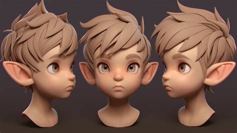 3d Head Sculpt References In 4k Tika Art 300 Chibi Elf Male Head Sculpt Reference Images 4k