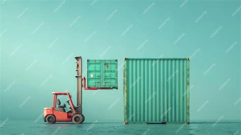 Forklift Loading Shipping Container In Minimalist Industrial Landscape Premium Ai Generated Image