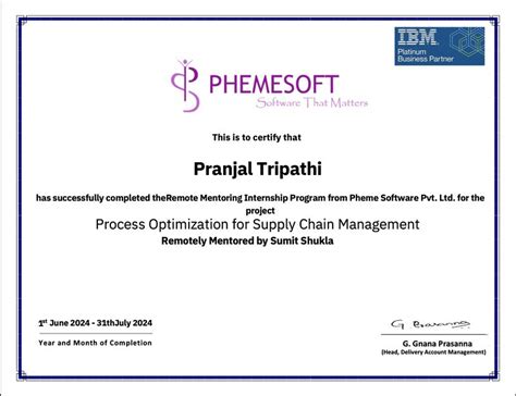 pranjal tripathi on linkedin ibm internship supplychain processoptimization teamwork