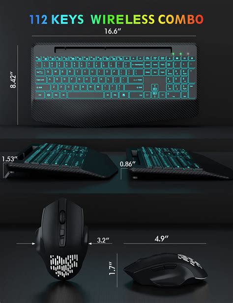 Sablute Wireless Keyboard And Mouse Backlits Wrist Rest Jiggler Mous