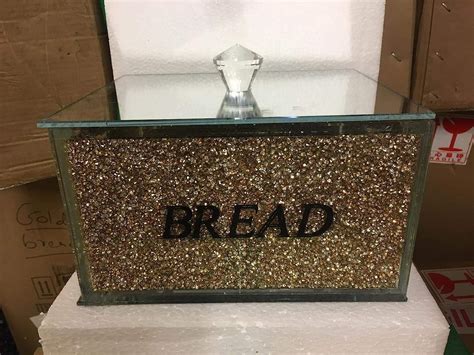 Jayogla Crystal Filled Mirrored Bread Bin Glass Box Jar Elegant
