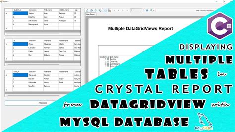 C Displaying Multiple Tables In Crystal Report From Datagridview With Mysql Database Youtube