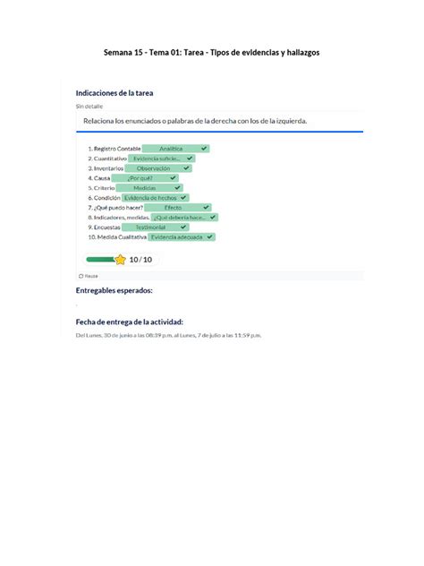 Semana 15 Tema 01 Tarea Tipos De Evidencias Y Hallazgos Pdf