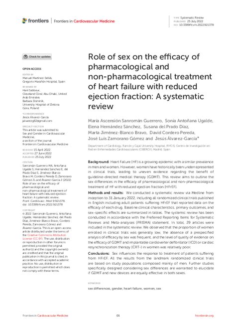 Pdf Role Of Sex On The Efficacy Of Pharmacological And Non