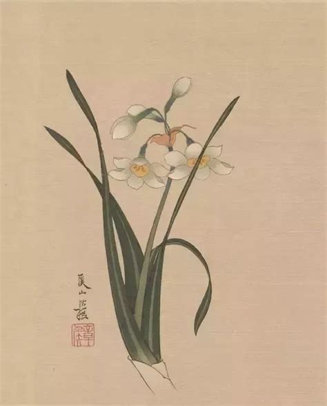 国画大写意水仙 名家画水仙写意 水墨水仙 大山谷图库