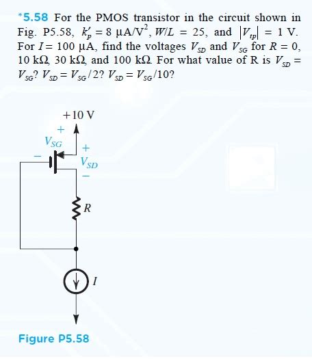 For The Pmos Transistor In The Circuit Shown In Fig