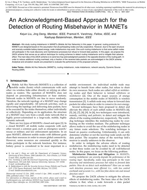 Pdf An Acknowledgment Based Approach For The Detection Of Routing