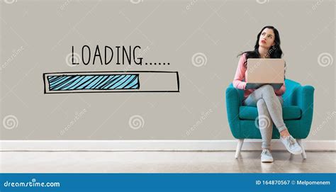 Loading Concept With Woman Using A Laptop Stock Image Image Of Person Concept 164870567