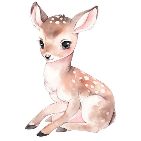 Cervo Bebe Aquarela Ilustração De Aquarela Cervo Bebê Bonito Dorme