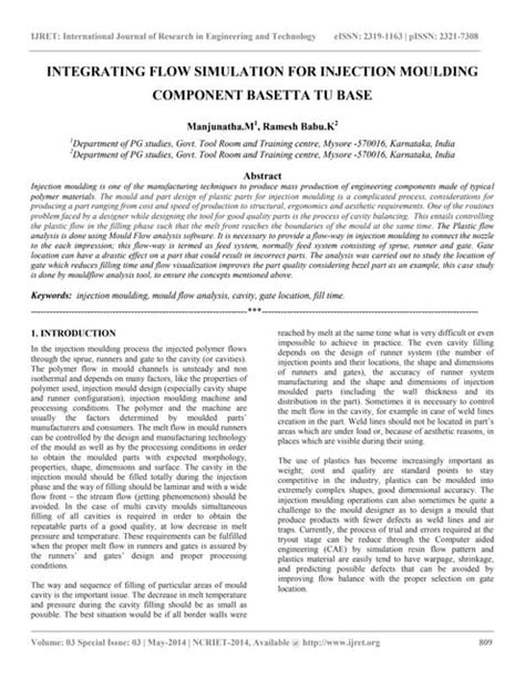 Integrating Flow Simulation For Injection Moulding Component Basetta Tu Base Pdf