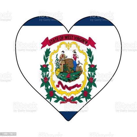 웨스트 버지니아 하트 모양 플래그입니다 웨스트 버지니아를 사랑하십시오 웨스트 버지니아를 방문하십시오 북부 아메리카 미국 벡터 일러스트레이션 그래픽 디자인 United