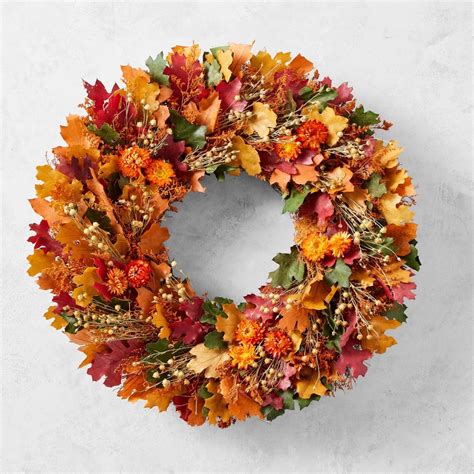 Fall Leaves And Floral Live Wreath 18 Living Wreath Autumn