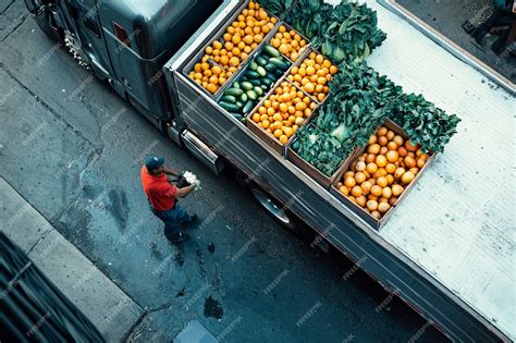 Scene Of Cargo Unloading From Truck Different Types Of Cargo Premium