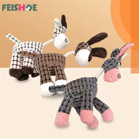 강아지용 코듀로이 씹는 장난감 당나귀 모양 삐딱한 봉제 뼈 어금니 장난감 강아지 물기 방지 치아 청소 장난감