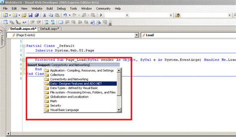 Utilizando Snippets No Visual Web Developer 2005 Express Edition