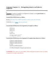 Distinguishing Inductive And Deductive Arguments Doc Assignment Template