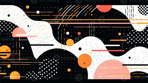 Ai Generated Colorful Abstract Background With Geometric Shapes Lines Circles Dots Memphis