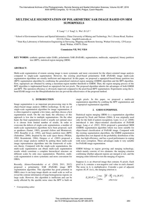 pdf multiscale segmentation of polarimetric sar image based on srm