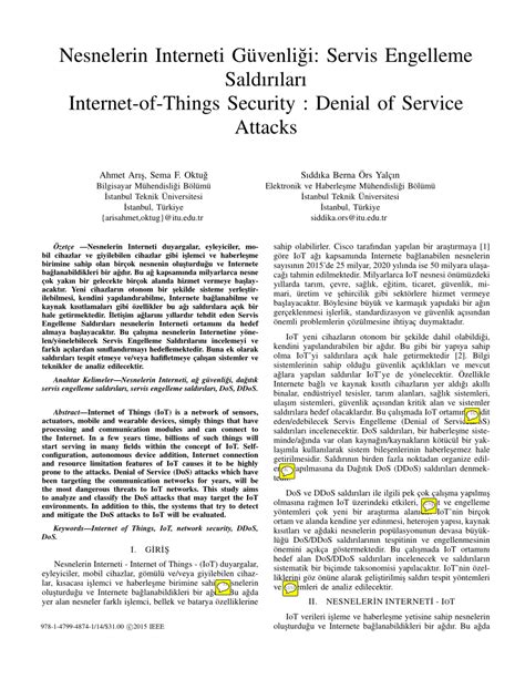 Pdf Internet Of Things Security Denial Of Service Attacks