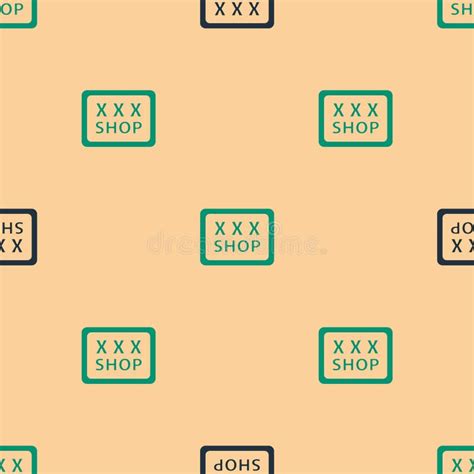 Green And Black Sex Shop Icon Isolated Seamless Pattern On Beige Background Sex Shop Online