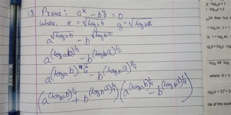 Logarithms Prove That Ax By 0 Where X Sqrt Loga B