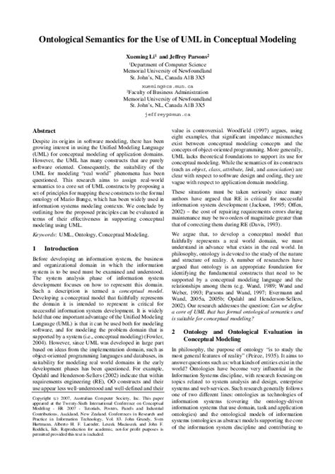 pdf ontological semantics for the use of uml in conceptual modeling