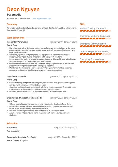 10 Paramedic Resume Examples That Work