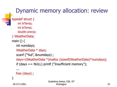Ppt Dynamic Allocation Review Structure And List Processing