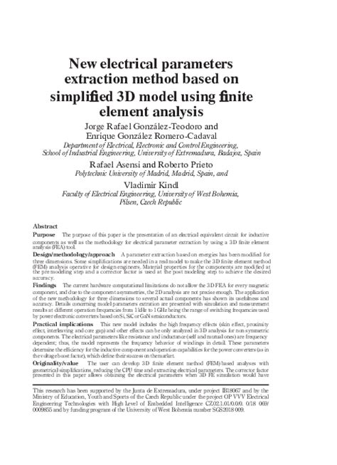 pdf new electrical parameters extraction method based on simplified 3d model using finite