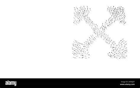 3d Rendering Of Nails In Shape Of Symbol Of Expand Arrows With Rounded Corners With Shadows