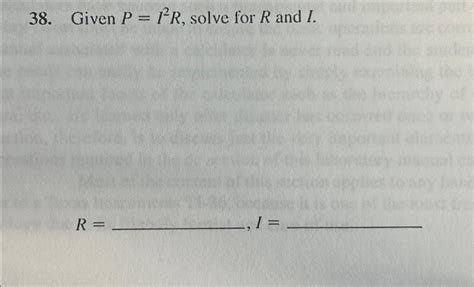 Solved Given P I R Solve For R And I R Chegg Com