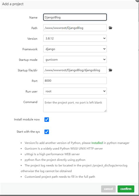 Python Manager Deploy Djangoblog Aapanel Free Hosting Control Panel