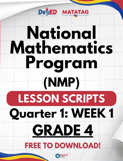 Deped Click Grade 4 Nmp Lesson Script Quarter 1 Week 1 Facebook