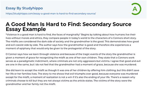 A Good Man Is Hard To Find Secondary Source Essay Example