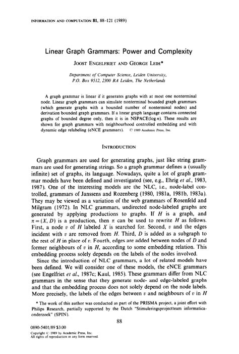 Pdf Linear Graph Grammars Power And Complexity