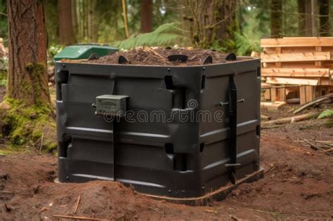 Composting Bin With Aeration System And Automatic Turner For Superior Compost Stock Illustration