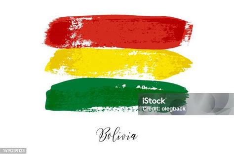 녹색 빨간색 및 노란색 페인트 브러시 스트립의 볼리비아 국기 그런 지 얼룩 삼색 템플릿 세가지 색상에 대한 스톡 벡터 아트 및 기타 이미지 세가지 색상 붓 솔질