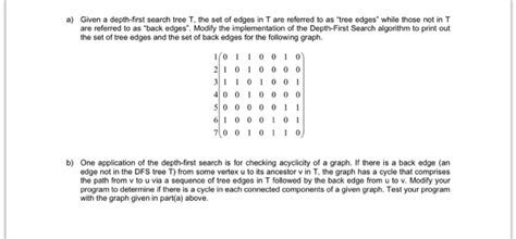 solved given a depth first search tree t the set of edges