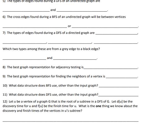 Solved 5 The Types Of Edges Found During A Dfs Of An
